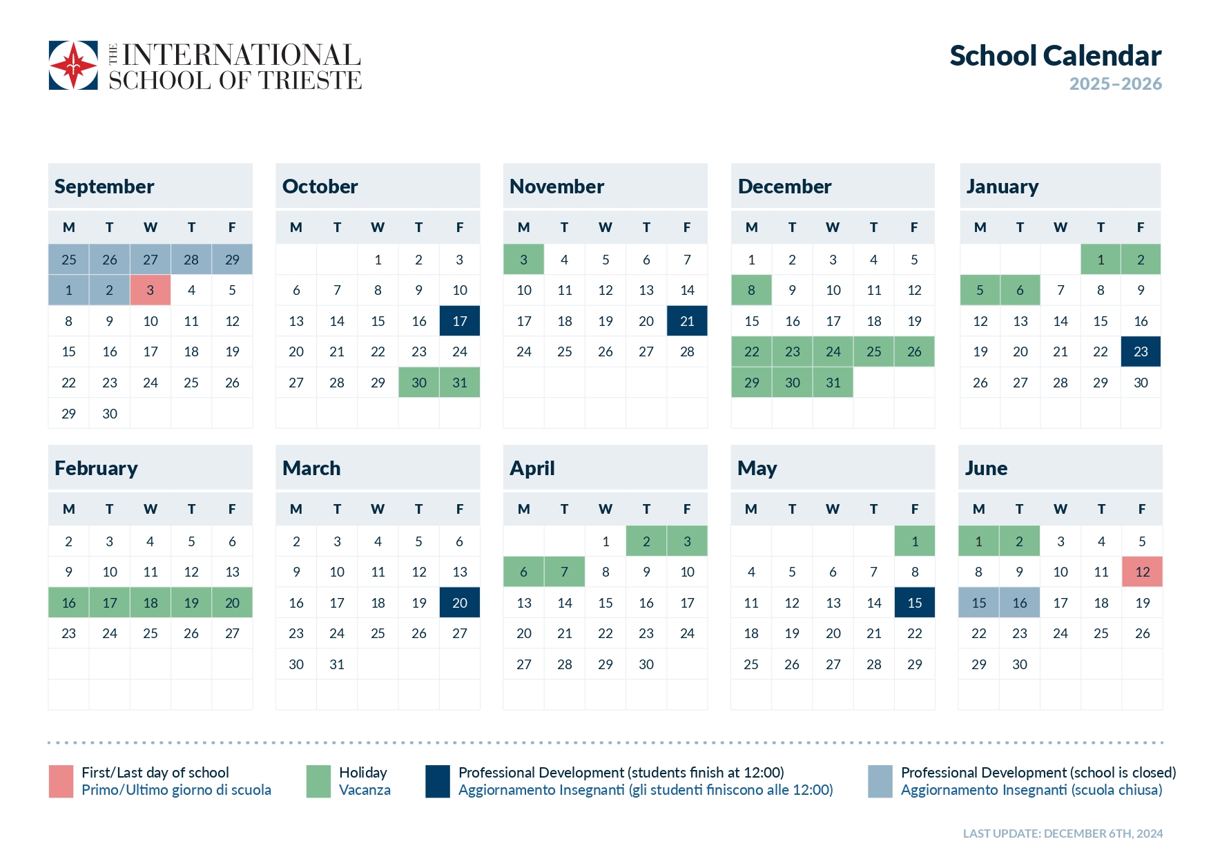 Calendar - International School of Trieste