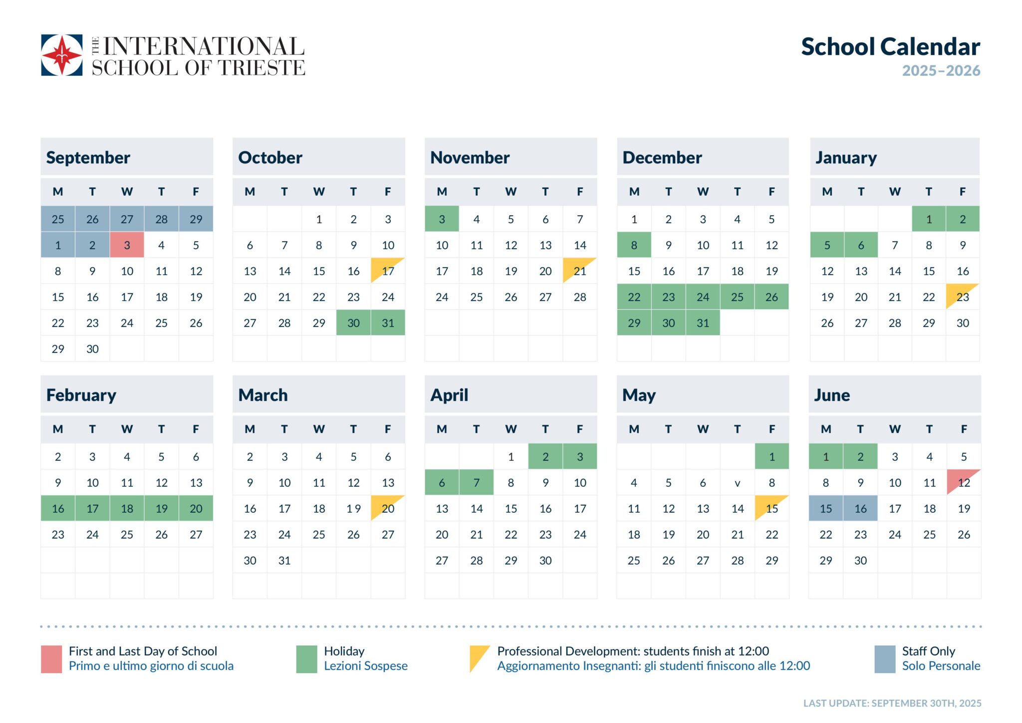 Calendar - International School of Trieste